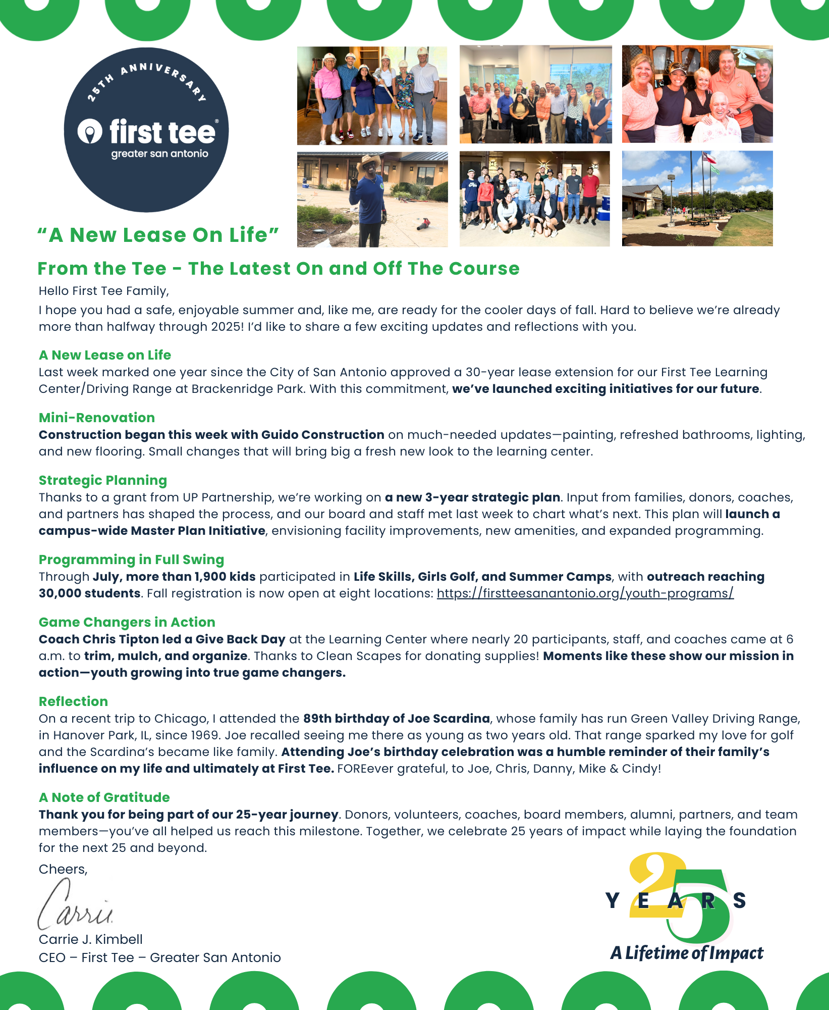 From the Tee - The Latest On and Off the Course - First Tee - Greater ...